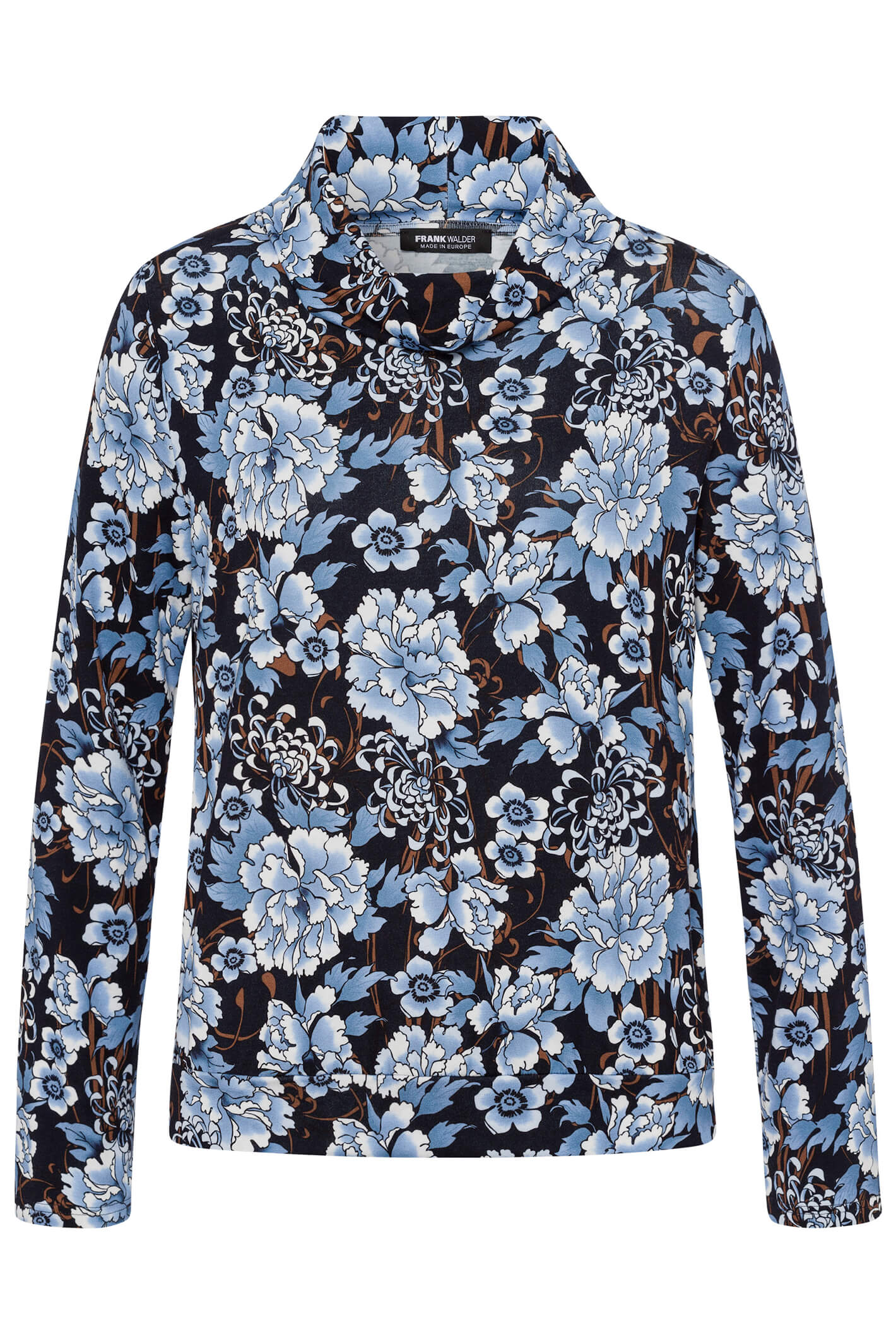 Frank Walder 723407 608 052 Blue Floral Print Cowl Neck Top – Shirley ...