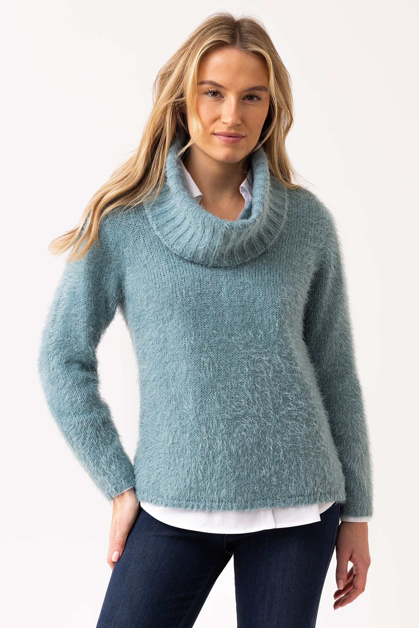 Marble 8032 Duck Egg Blue Jumper With Detachable Cowl Neck 223 ...