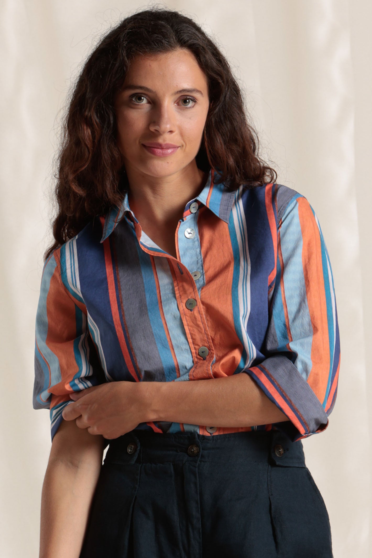 Mat De Misaine Cabourg-3054 R206 Blue Raye Vittel Striped Shirt ...