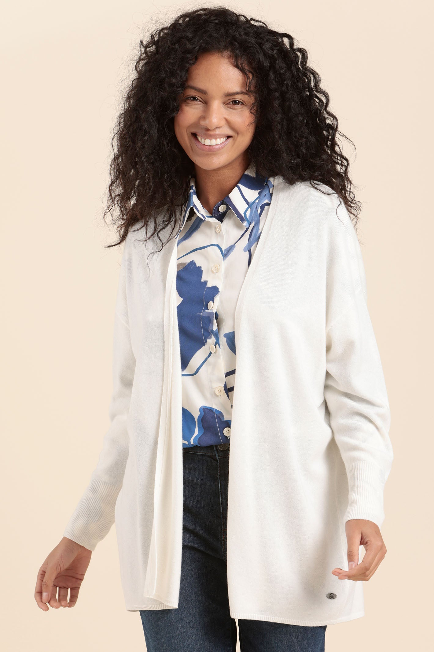 Mat De Misaine Cardigan Long Open Front Cream Taiga Card-510 U15 ...