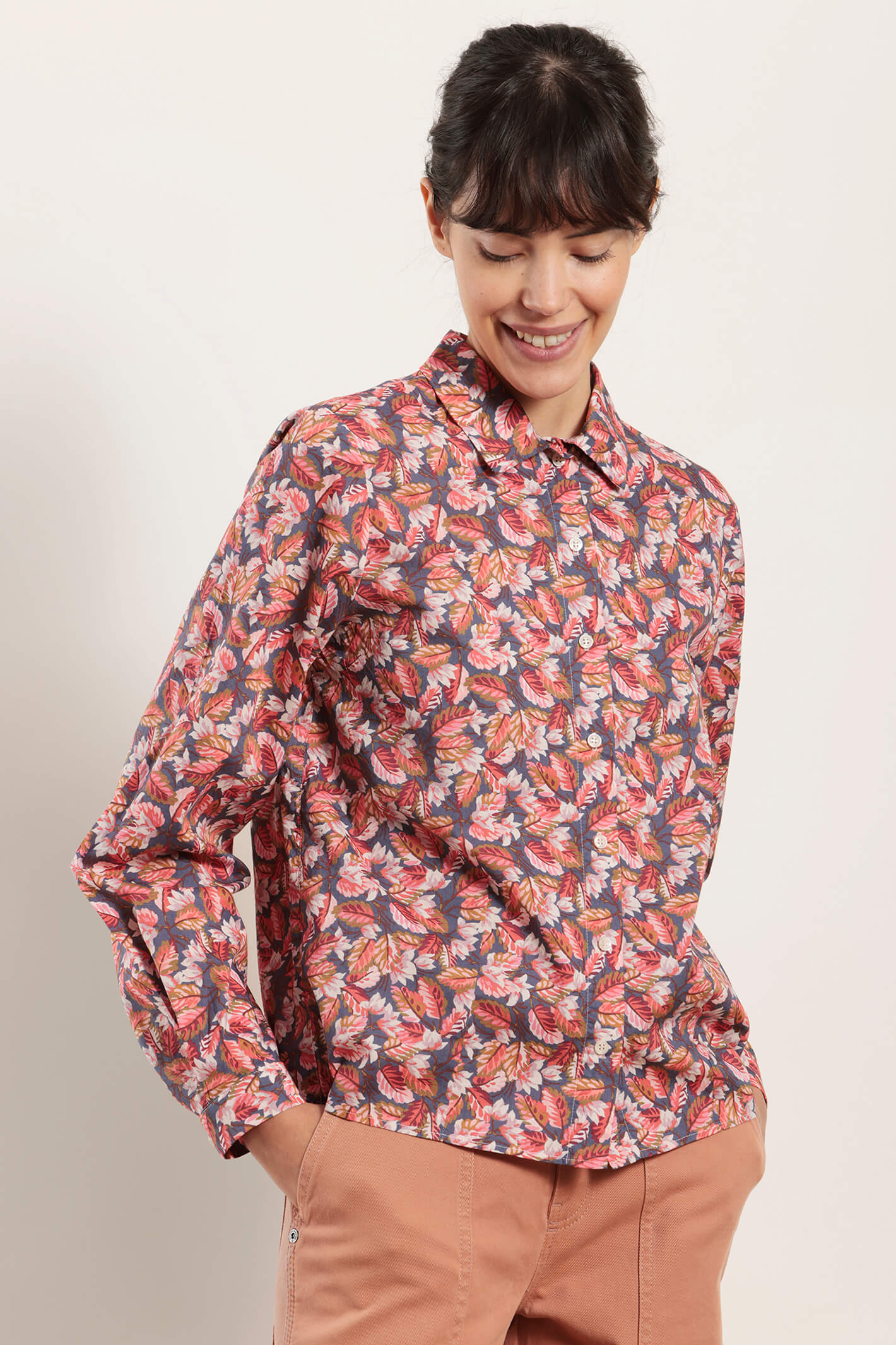 Mat De Misaine Catba ML-3054 Imprime Coral Leaf Print Shirt – Shirley ...