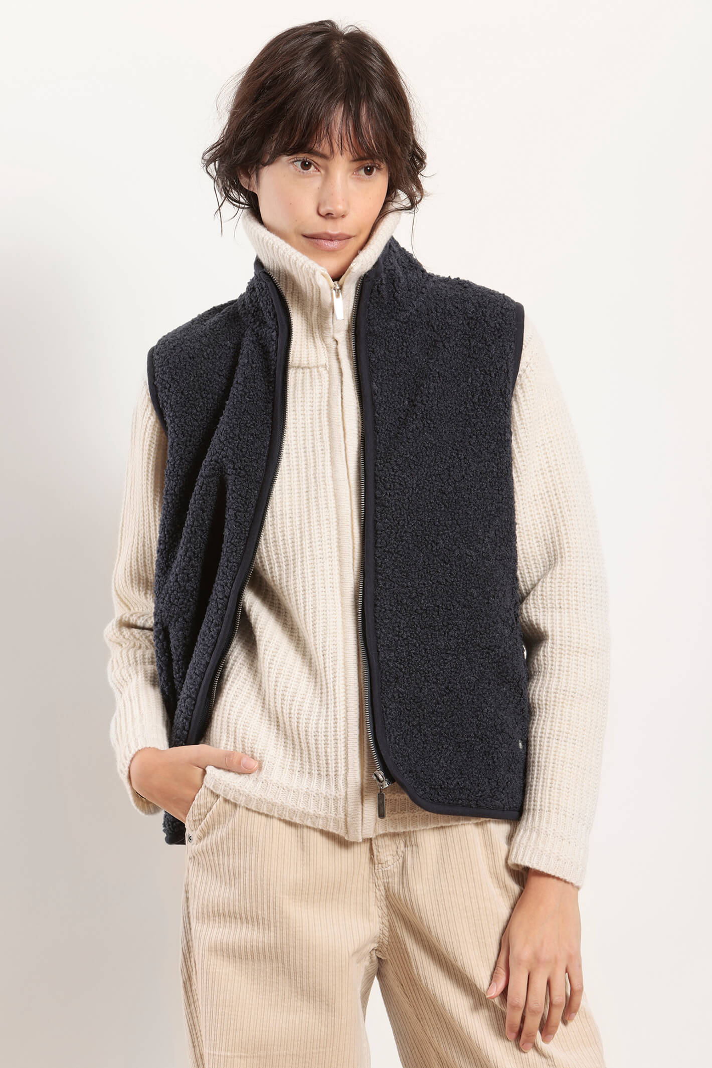 Mat De Misaine Gruissan 613 Chardon Dark Navy Teddy Fleece Gilet ...