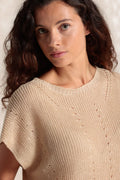 Mat De Misaine Touques-524 U671 String Beige Short Sleeve Linen Jumper ...