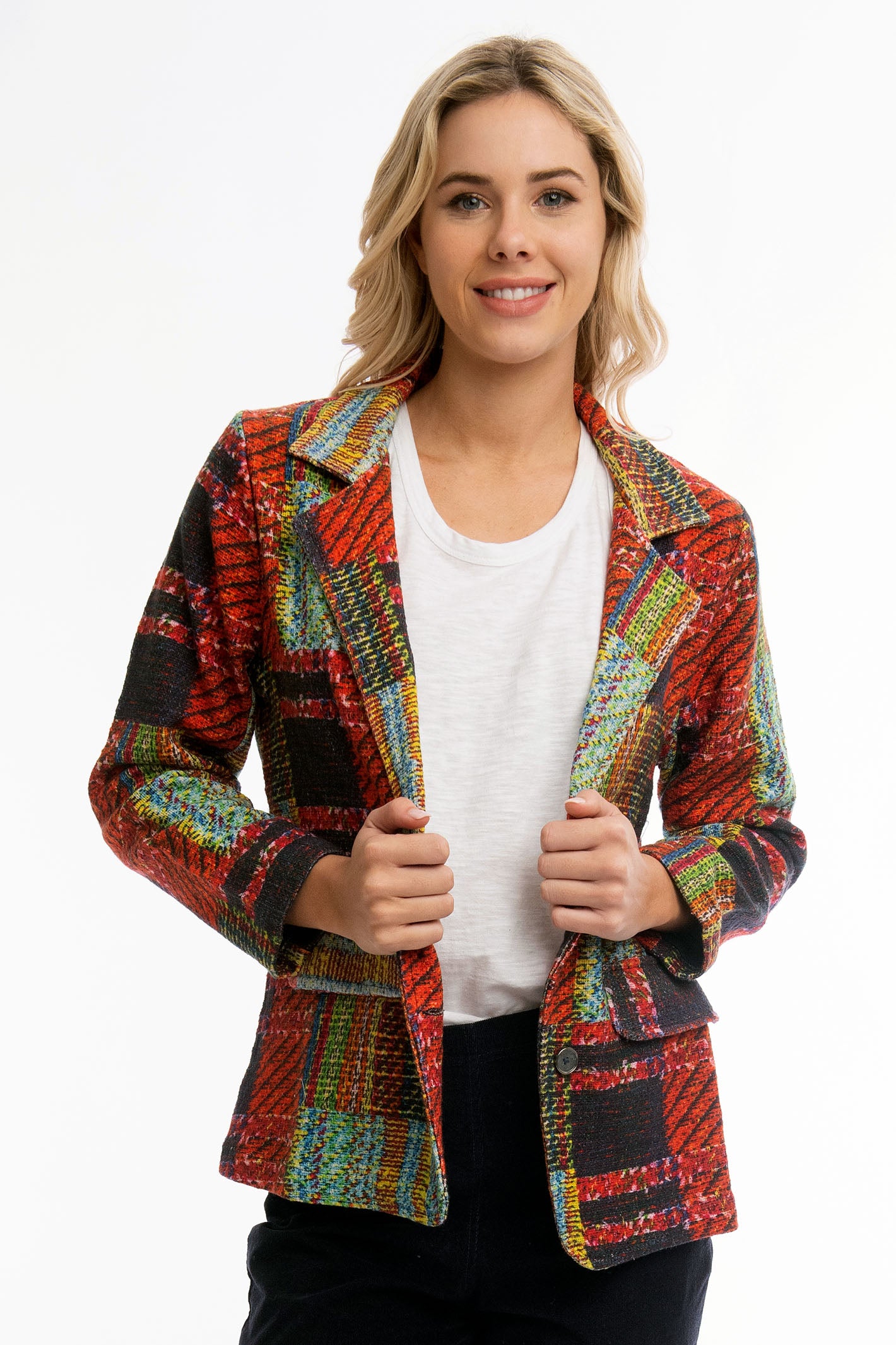 Orientique Blazer Jacket Red Multicolour Tartan 1B 62655 – Shirley ...