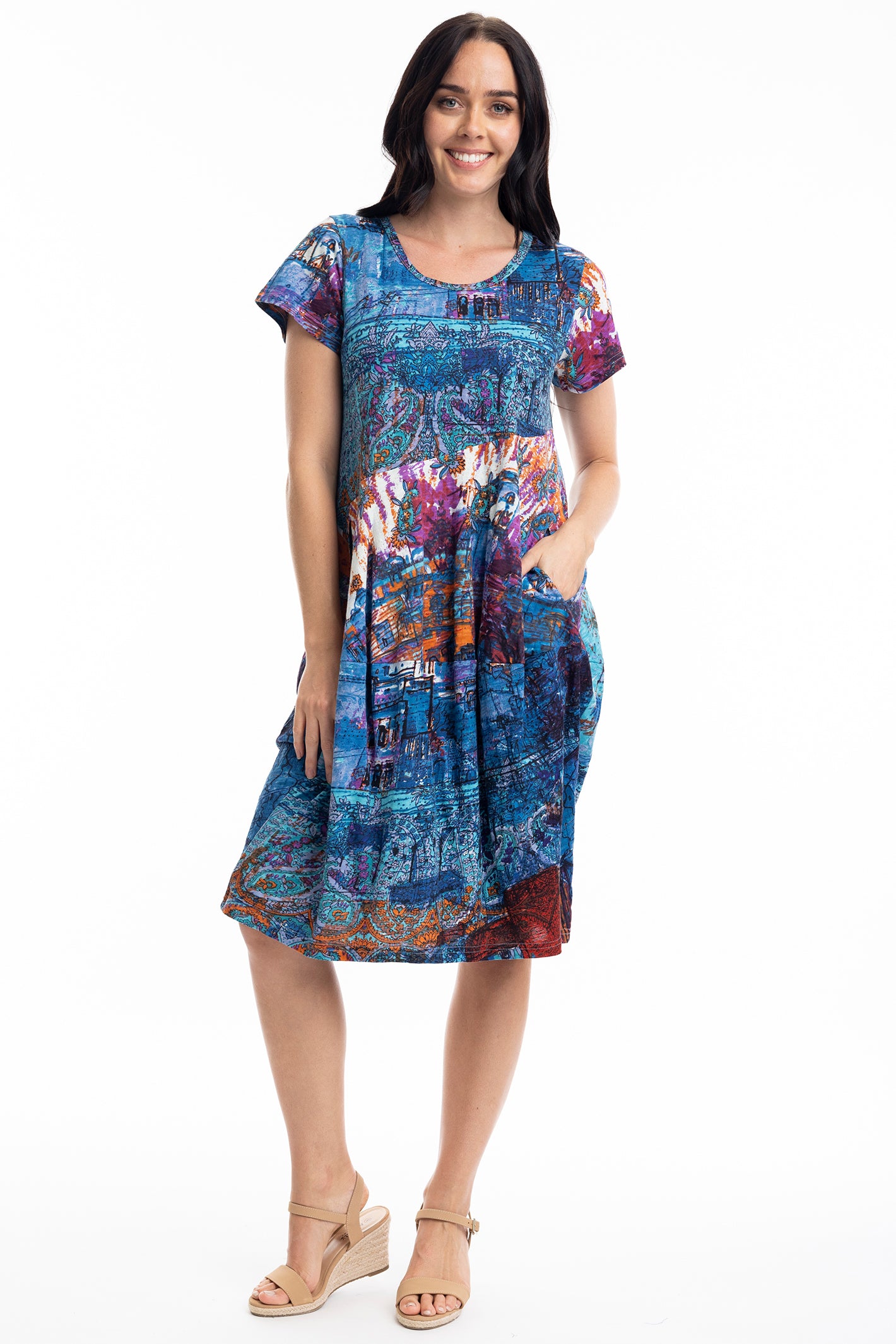 Orientique Dress Jasalmer Bubble Short Sleeve Blue 20055 – Shirley ...