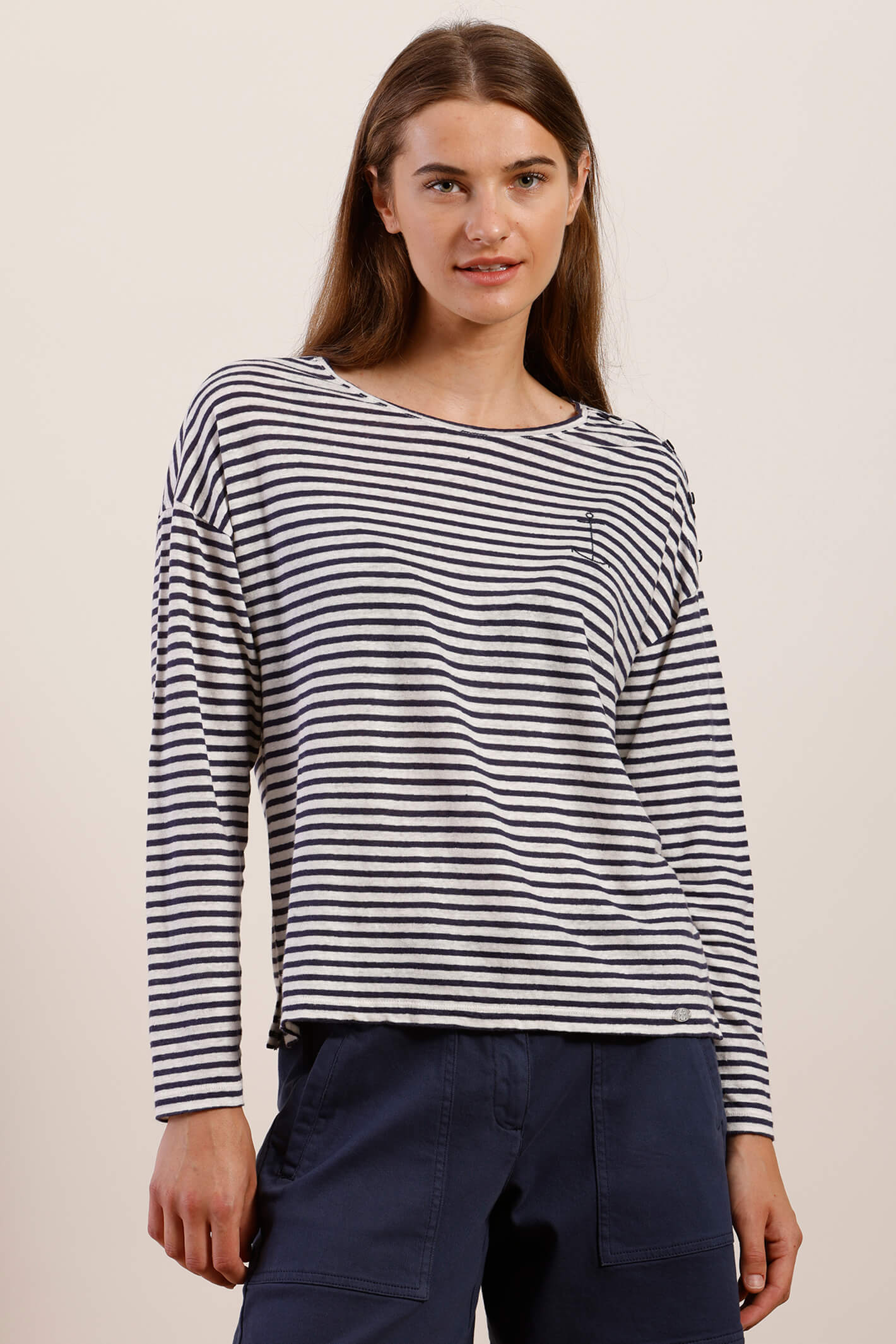Mat De Misaine 625R Maurice Marine Blue Stripe Fine Knit Jumper ...